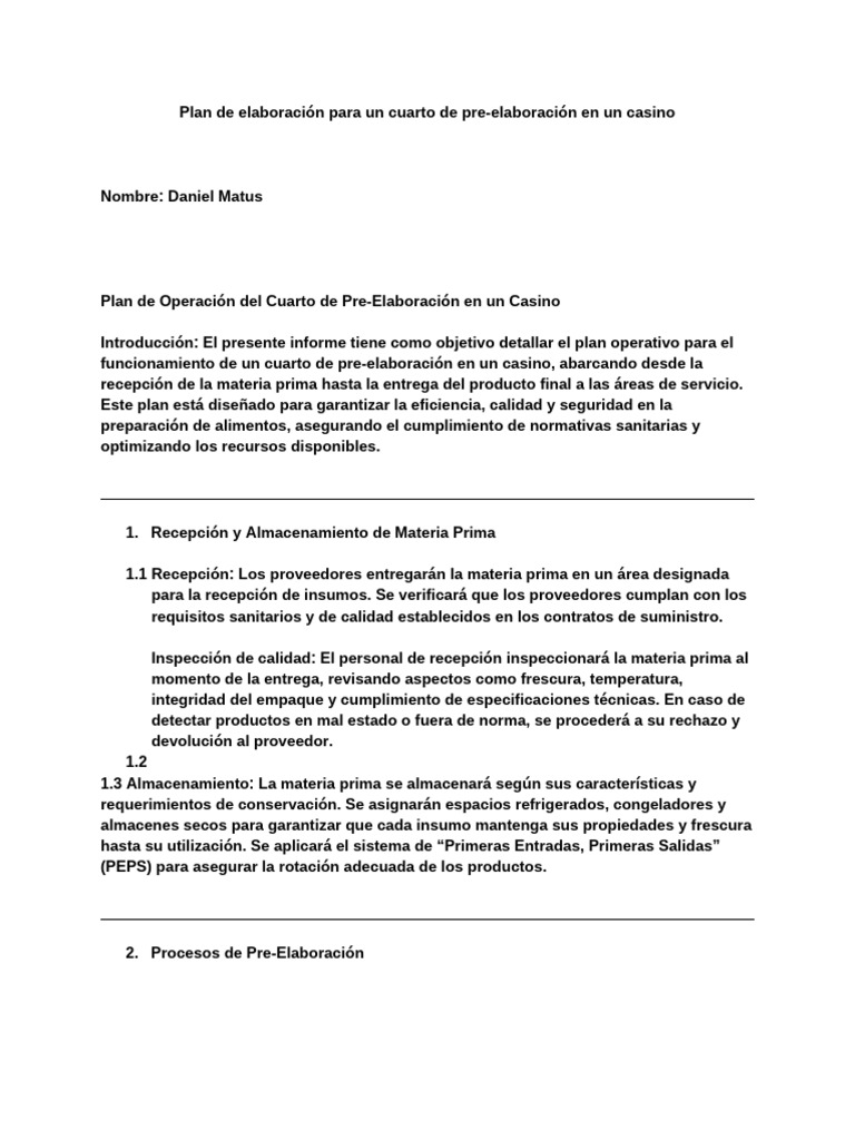 Daniel Matus Plan de Elaboración para Un Cuarto de Pre-Elaboración en ...