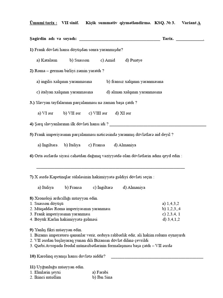 Üm Tarix KSQ A | PDF