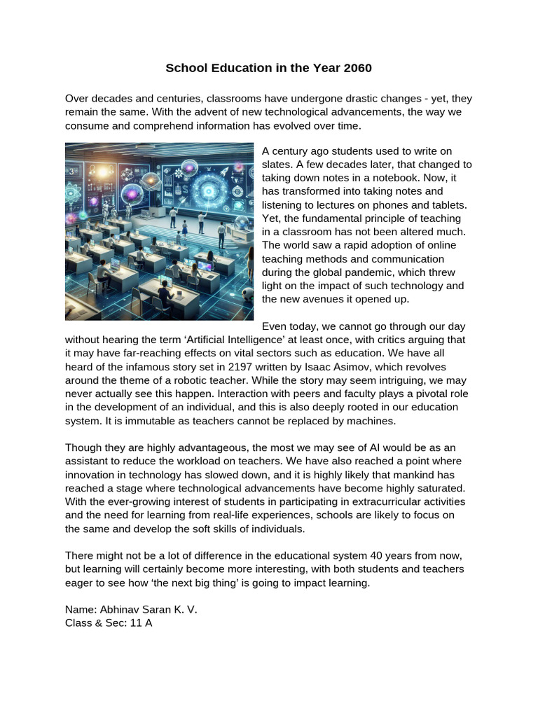 Education and AI in 2060 | PDF | Artificial Intelligence | Intelligence ...