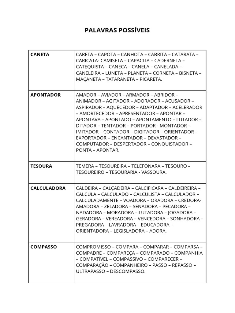 Atividade Para Impressao Palavras Possiveis de Serem Criadas Lpo2 02ats03 | PDF