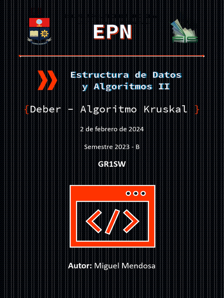 Deber - Algoritmo Kruskal | PDF | Algoritmos y Estructuras de Datos | Algoritmos