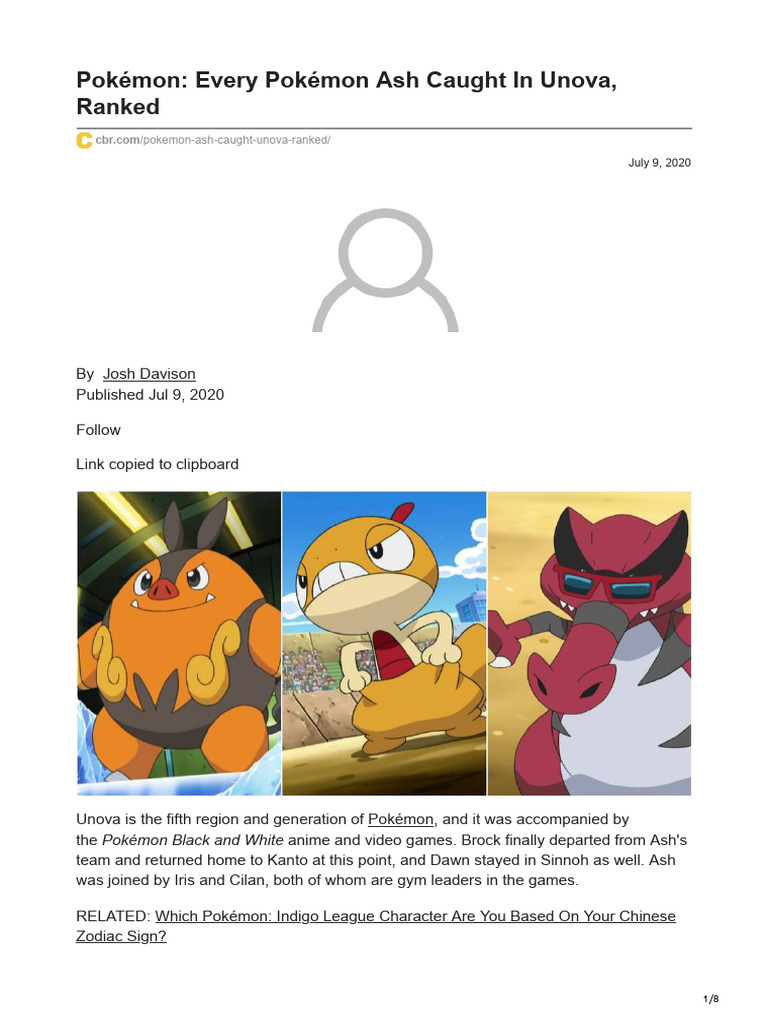 Pokémon Every Pokémon Ash Caught in Unova Ranked | PDF | Nintendo Franchises | Pokémon
