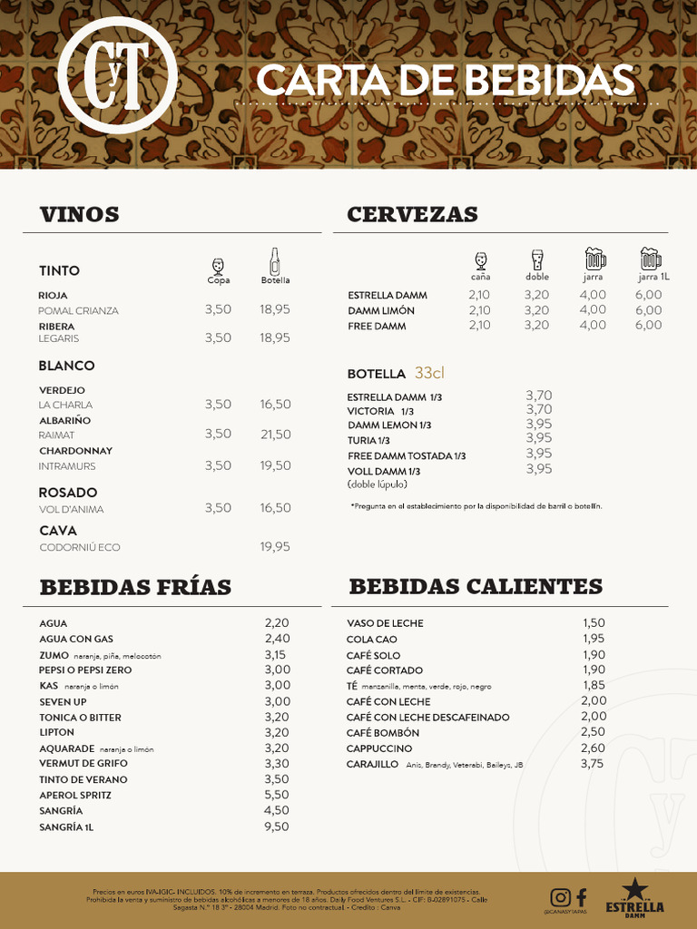 Bebidas General Espanol 1 | PDF | Barman | Vino