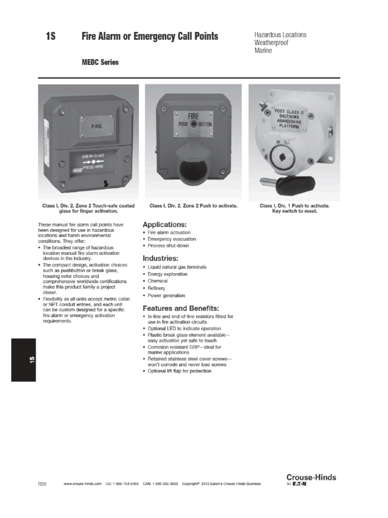 Fire Alarm or Emergency Call Points 1S MEDC Series Hazardous Locations ...