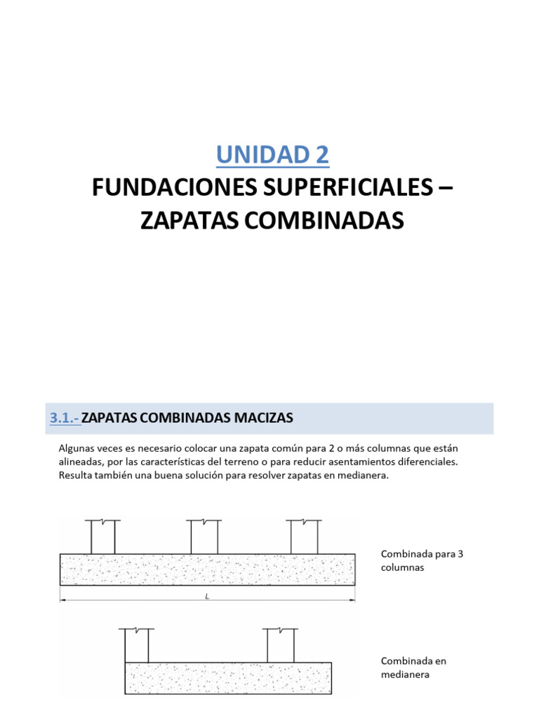 Tema 2 Zapatas Combinadas | PDF | Fundación (Ingeniería) | Mecánica
