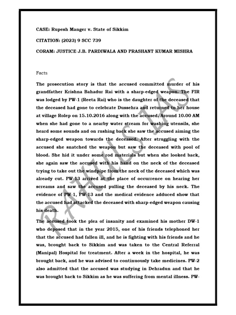 Case Questions & Answers Related To Ipcbns | PDF | Insanity Defense ...