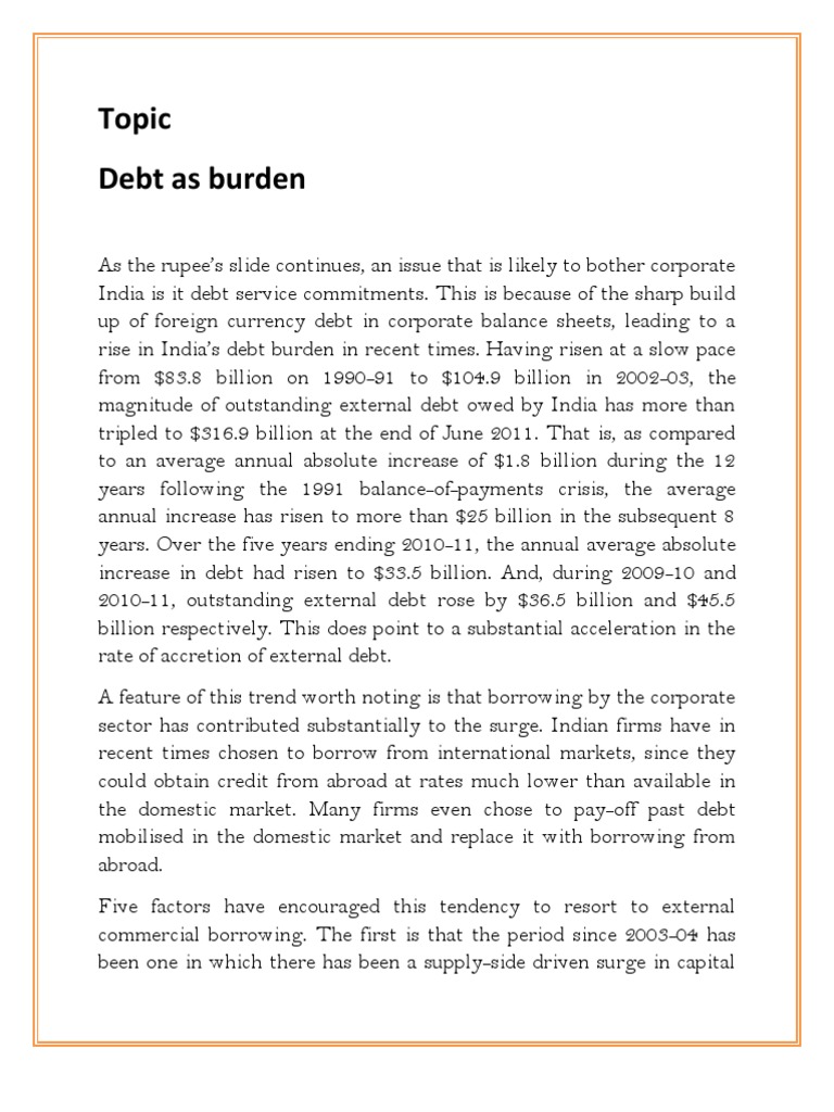 Rising External Debt Burden in India | PDF | Central Banks | Debt