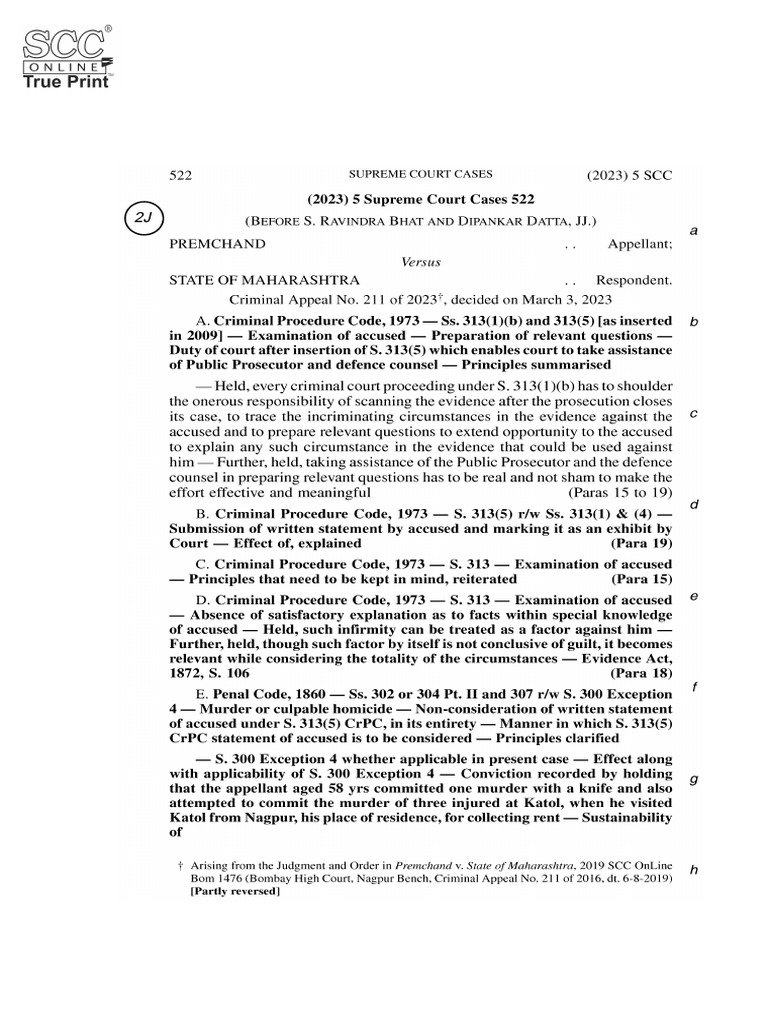 Premchand v State of Maharashtra 2023 | PDF | Supreme Court Of The ...