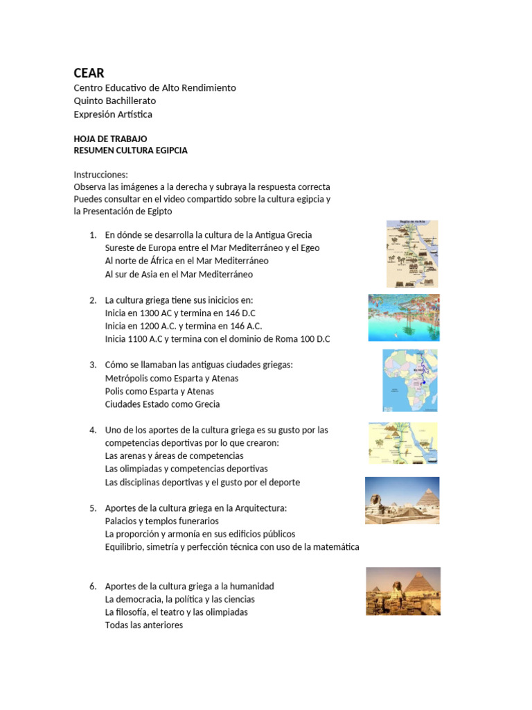 HOJA de TRABAJO Resumen Antigua Grecia | PDF