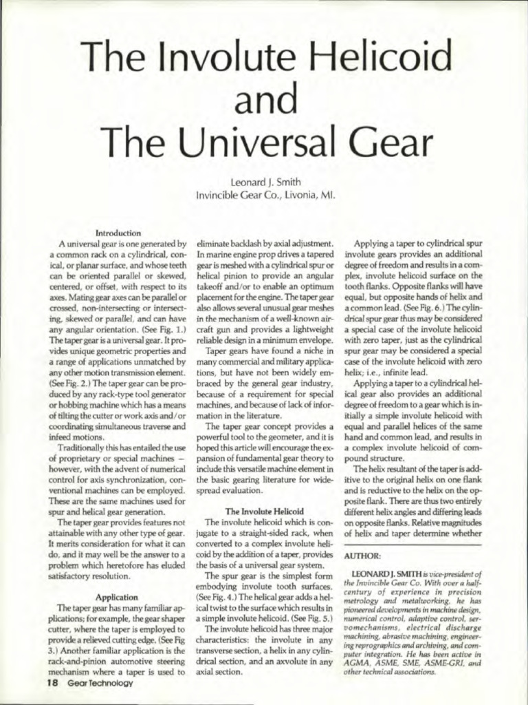 The Involute Helicoid and The Universal Gear | PDF | Gear | Helix