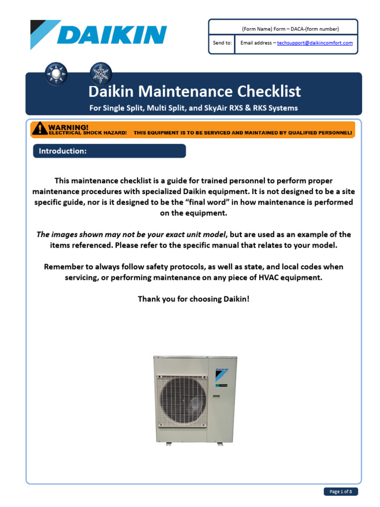 Daikin Maintenance Checklist Update | PDF | Electrical Connector | Heat ...