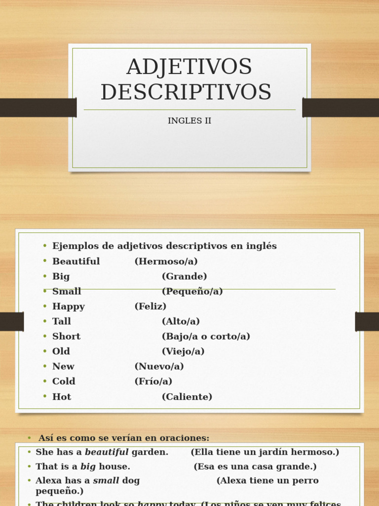 ADJETIVOS DESCRIPTIVOS | PDF