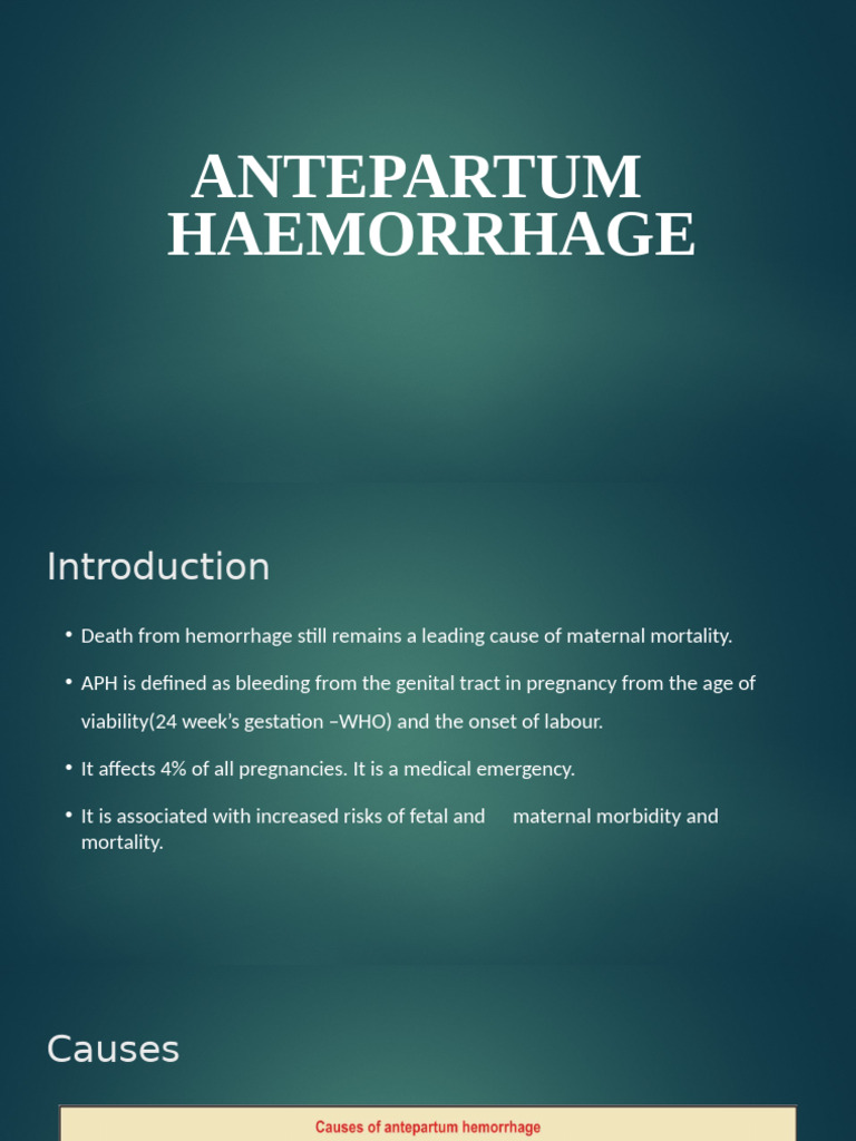 Understanding Antepartum Haemorrhage | PDF | Childbirth | Fetus