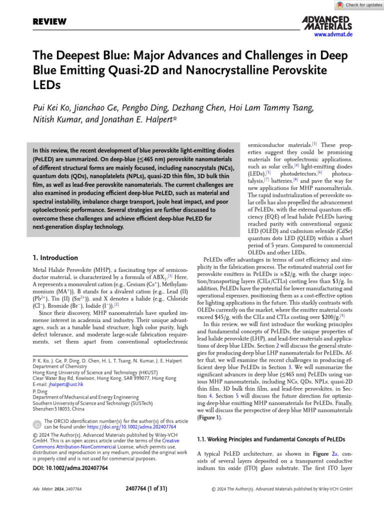 Advanced Materials - 2024 - Ko - The Deepest Blue Major Advances and ...