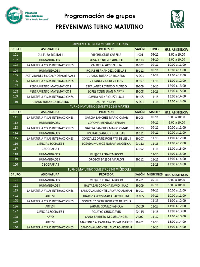 Prevenimss Programa Jefes de Materia | PDF | Educación en artes ...