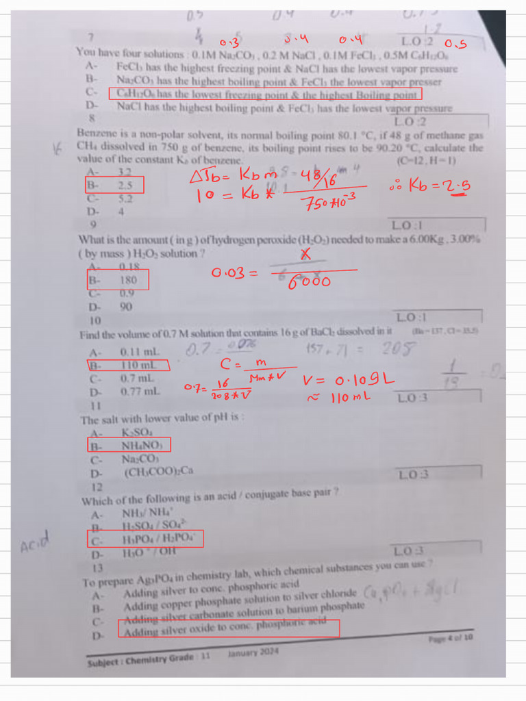 G11 Final Chem First Semester 2023-2024 | PDF