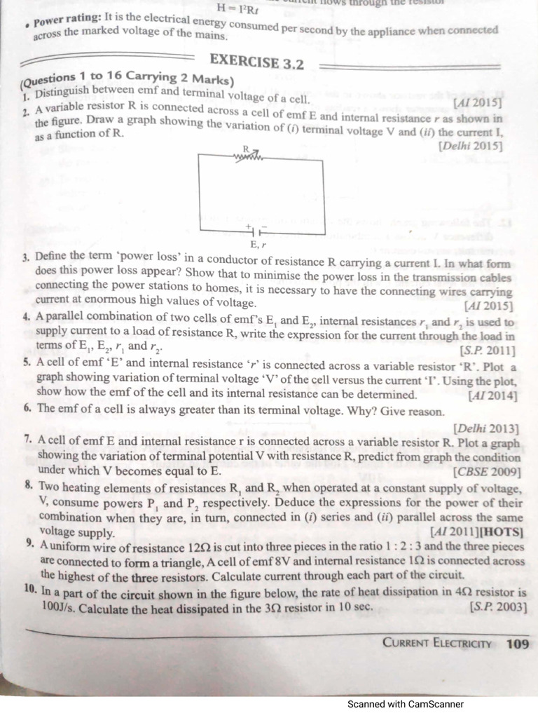 Current Electricity Imp Questions | PDF