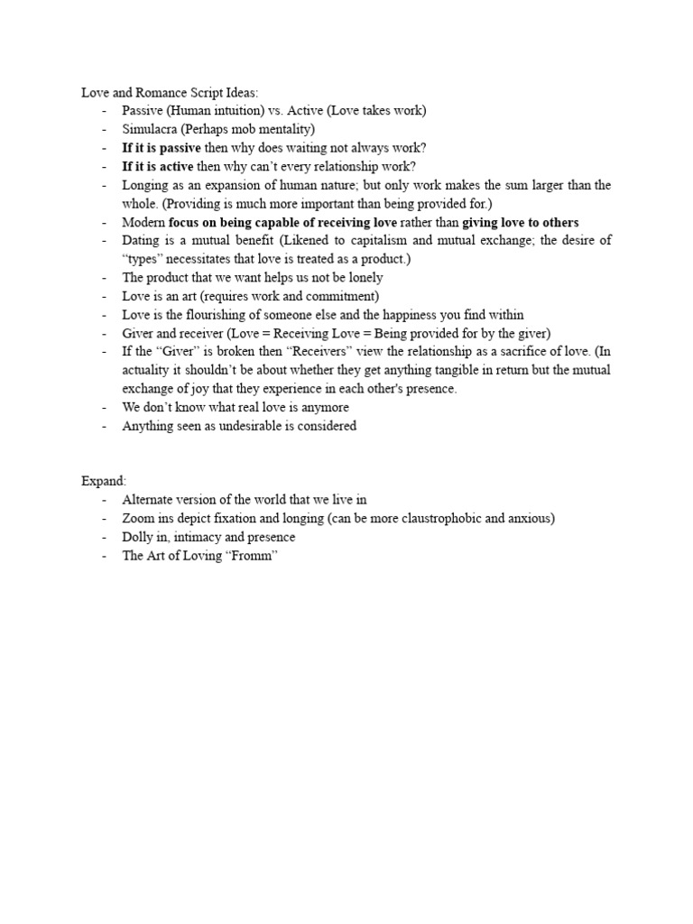 Love and Romance Script Ideas | PDF