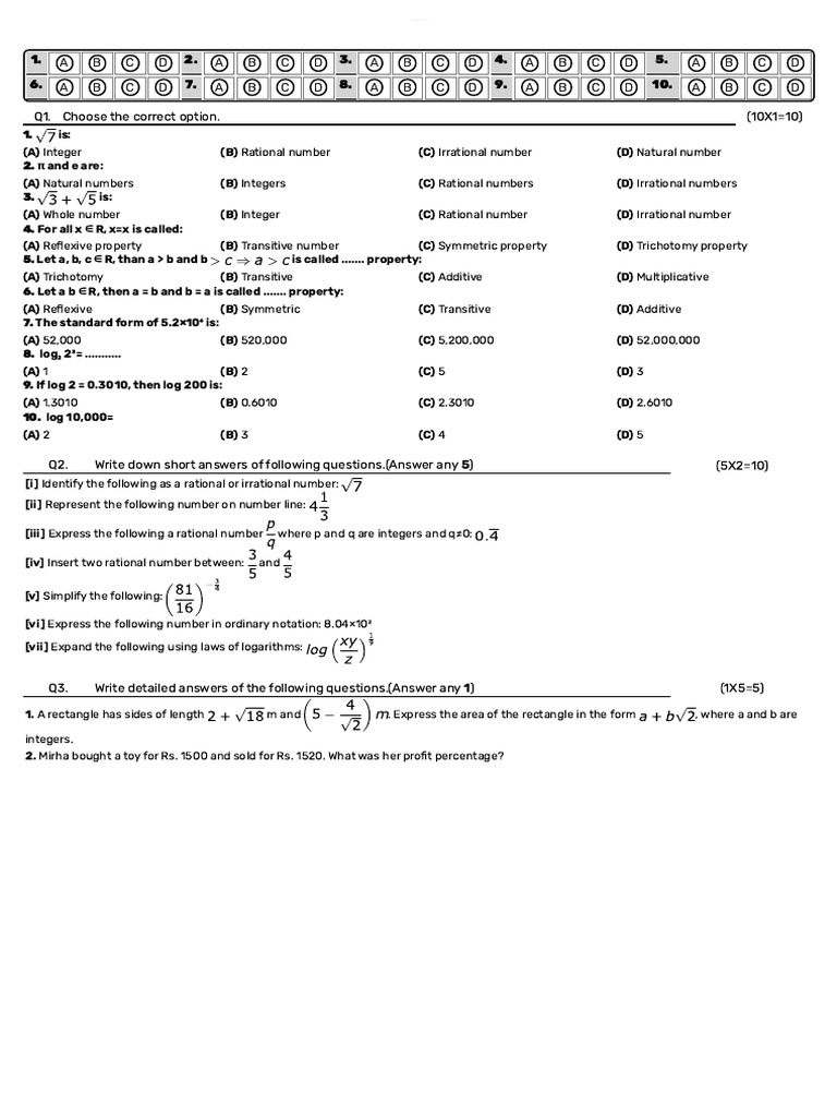 9th Mathematics (SNC) Mathematics | PDF | Numbers | Rational Number