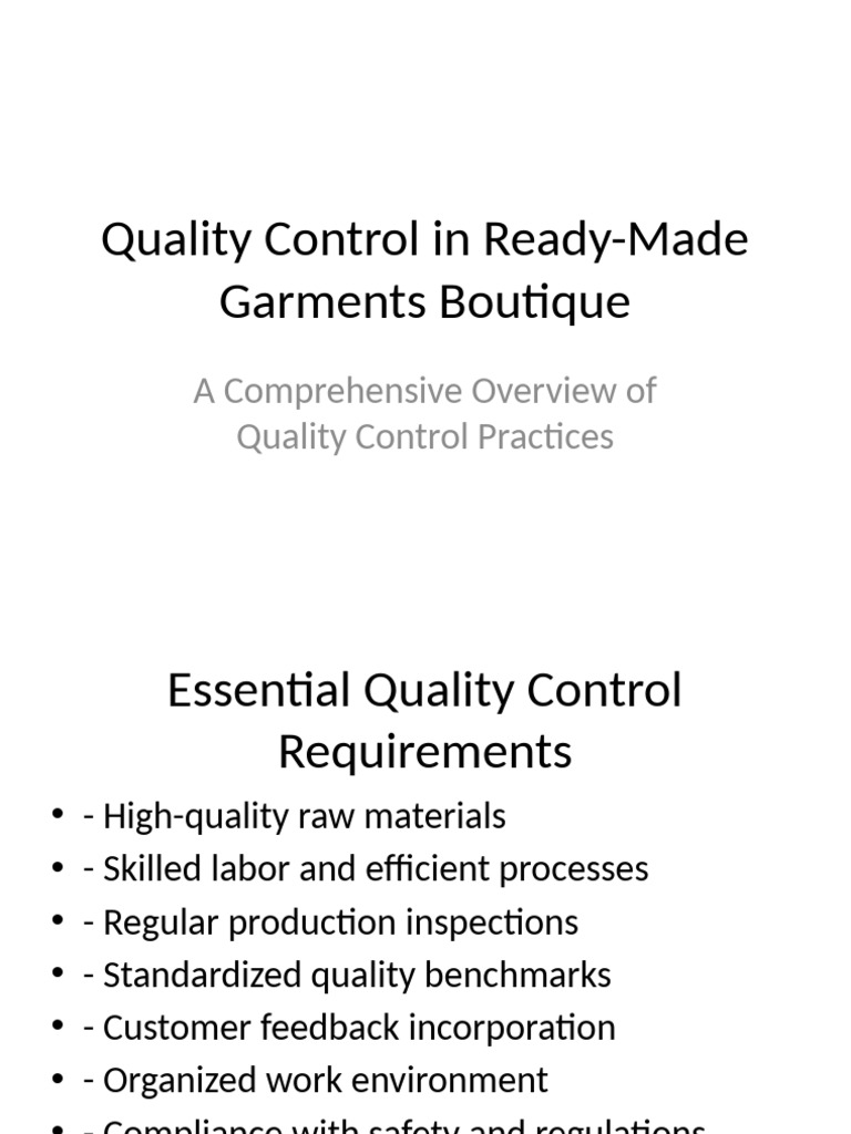 Quality Control in Ready-Made Garments | PDF