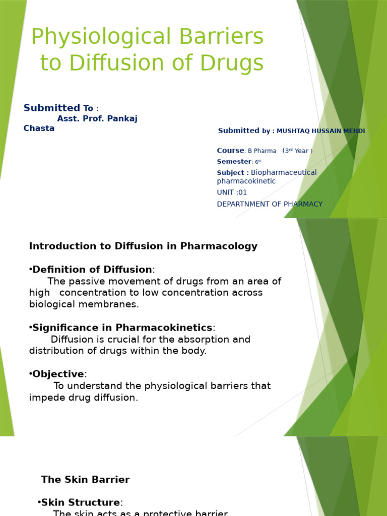 Physiological Barriers To Diffusion of Drugs | PDF