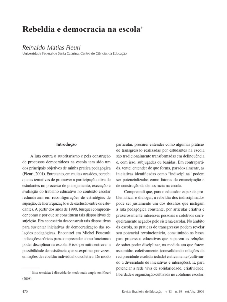 Rebeldia e Democracia na Educação Escolar | PDF | Michel Foucault | Tempo
