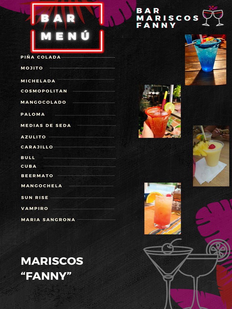 Menú Vertical Carta de Tragos Bar Moderno Negro.pdf | PDF