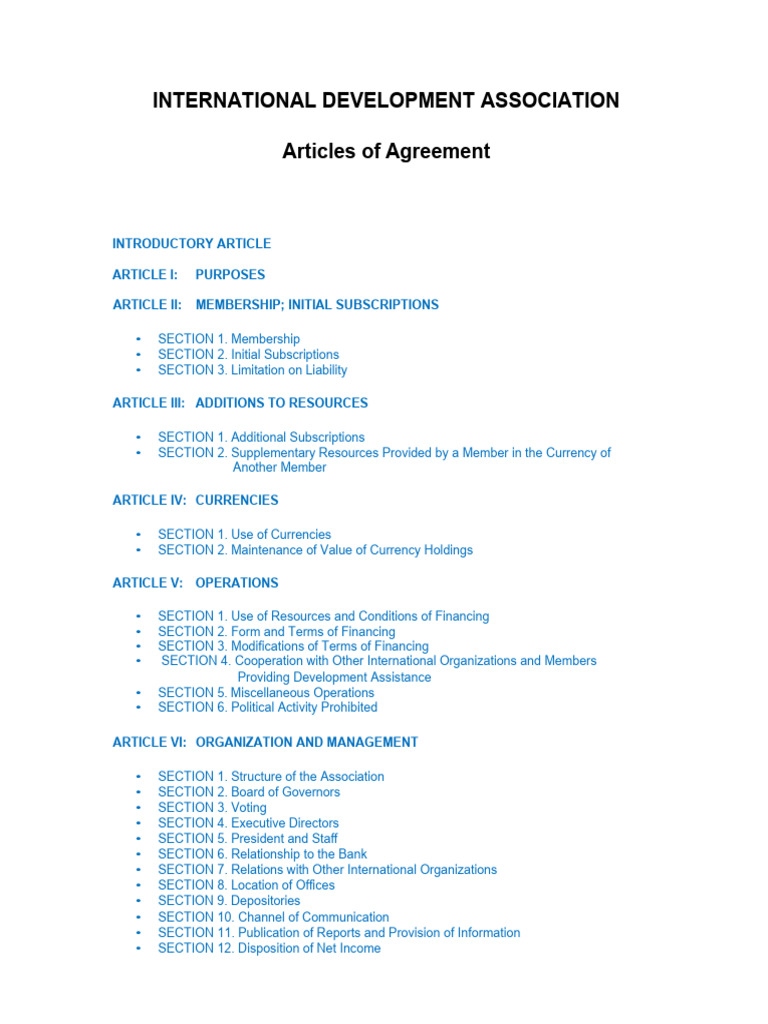 IDA Articles of Agreement Overview | PDF | Board Of Directors | Taxes