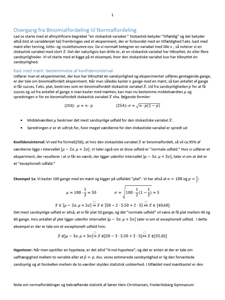 Normalfordeling Og Bekræftende Statistik | PDF