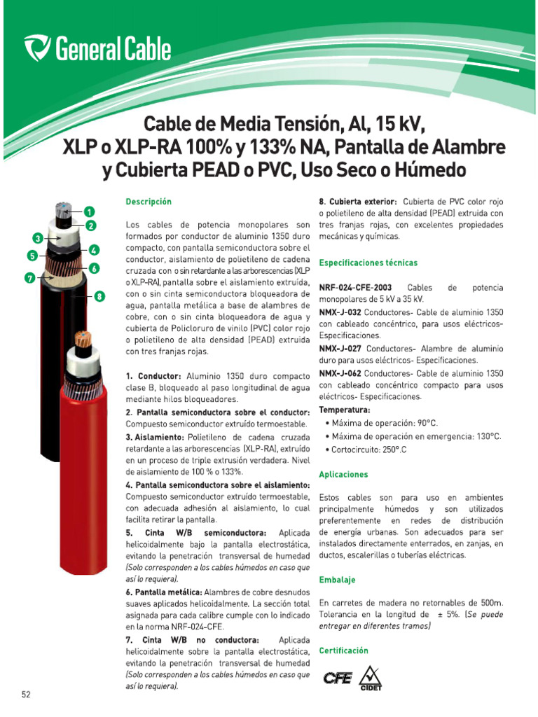 Cable Ds Xlp-Ra Al 750kcm | PDF