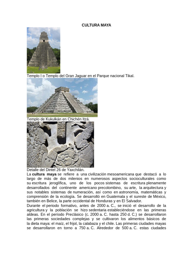 Cultura Maya | PDF | Civilización maya | Mesoamérica