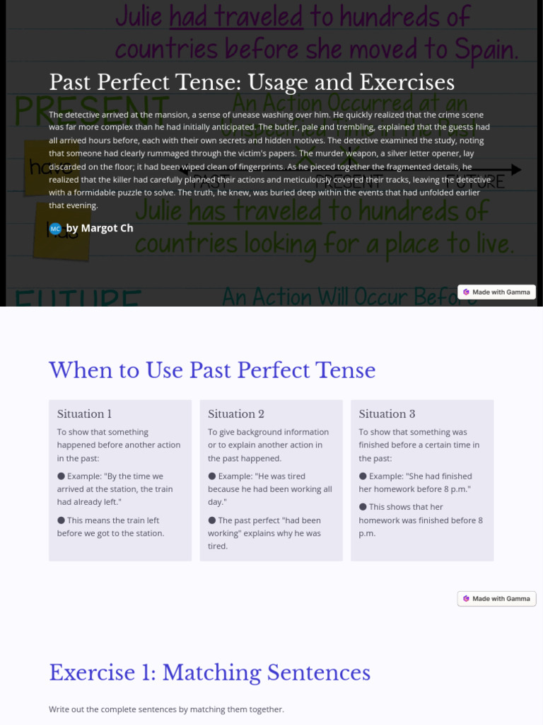 Past Perfect Tense Usage and Exercises | PDF