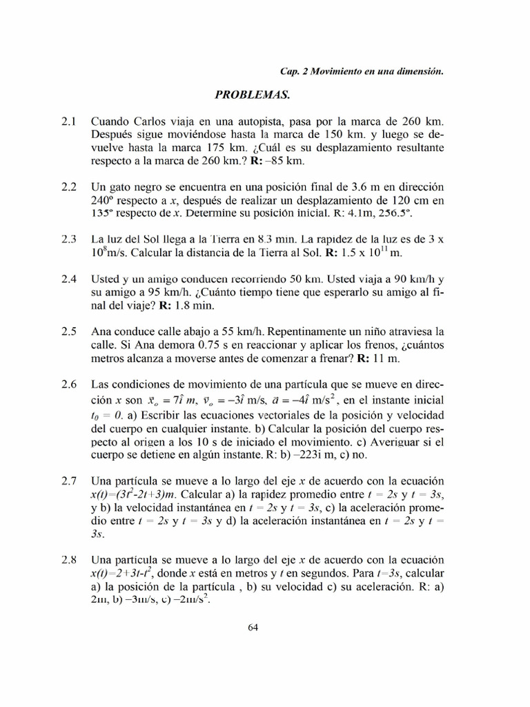 Ejercicios de Cinemática | PDF
