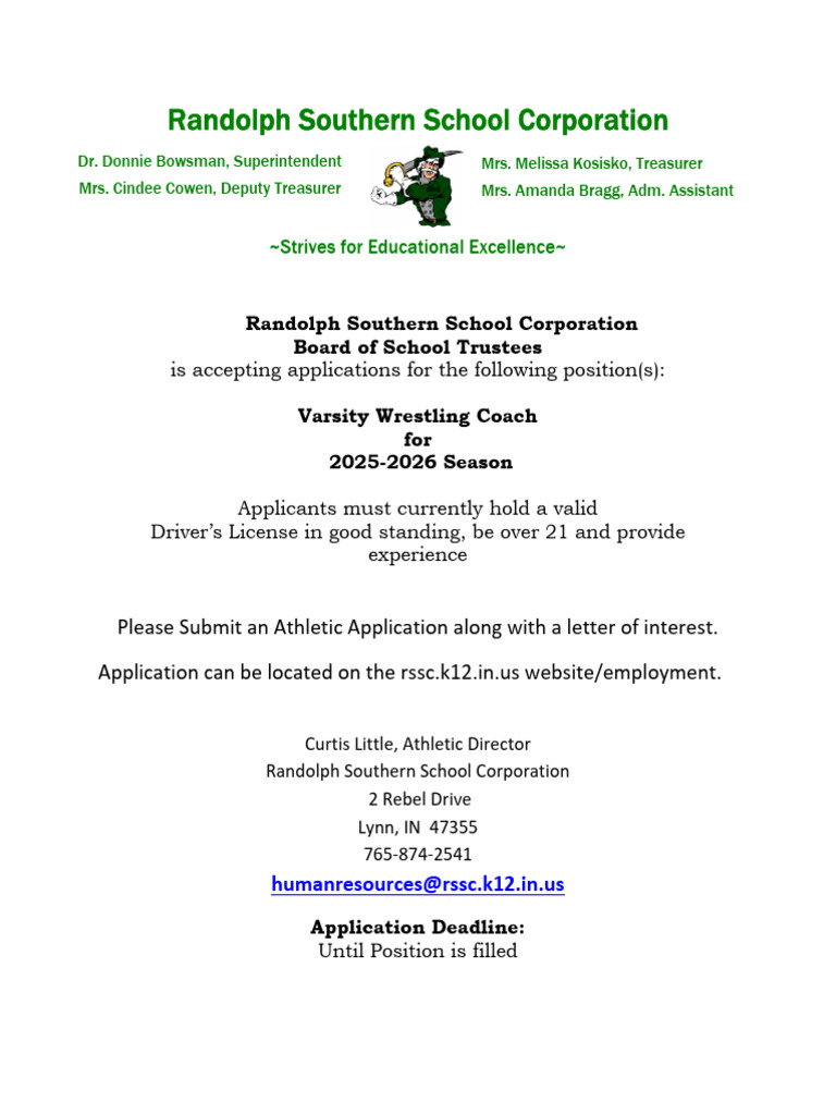 Varsity Wrestling Coach Application 2025-2026 | PDF