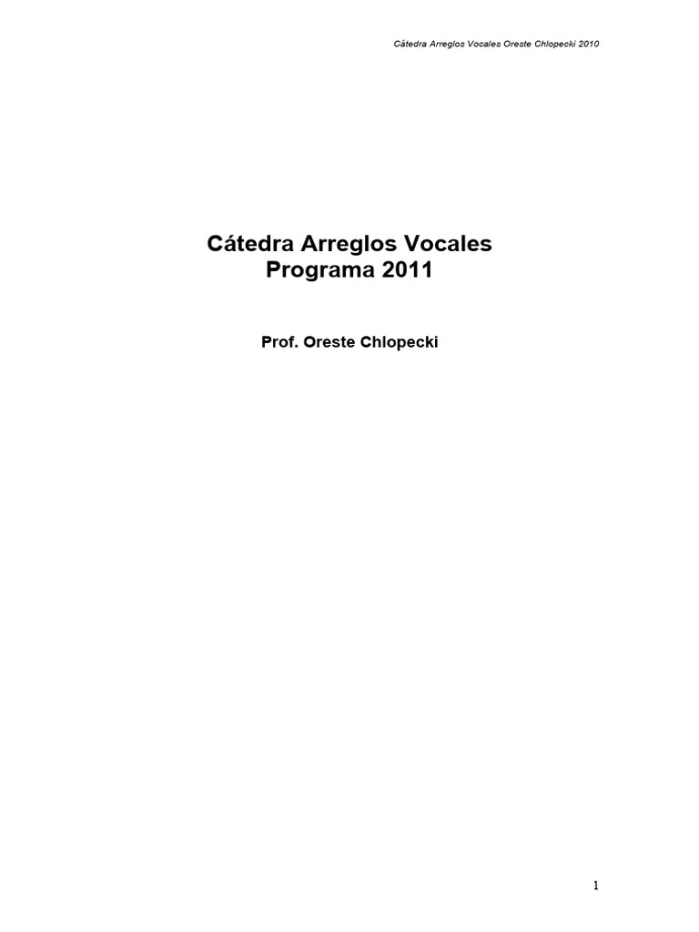 Arreglos Vocales Programa | PDF | Canciones | Coro