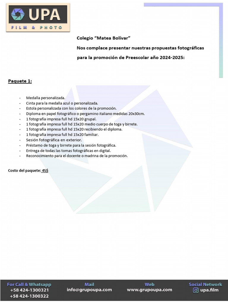 PAQUETE DE PROMOCION PREESCOLAR 2025 MATEA BOLIVARPDF | PDF