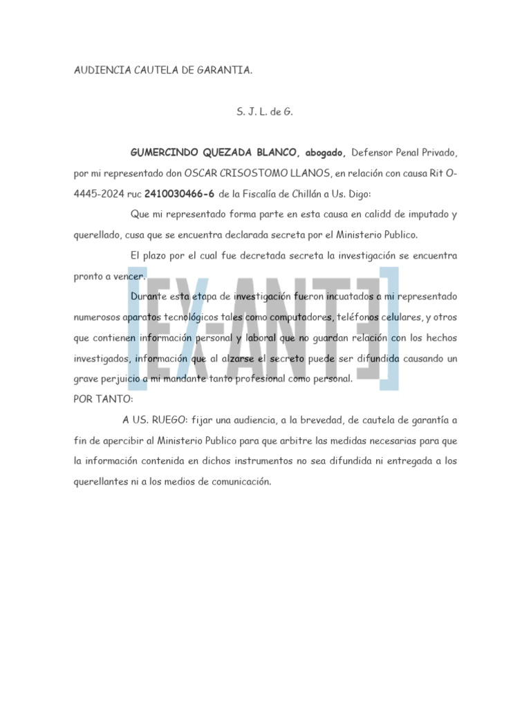 Solicita Aud. Cautela Garantias | PDF