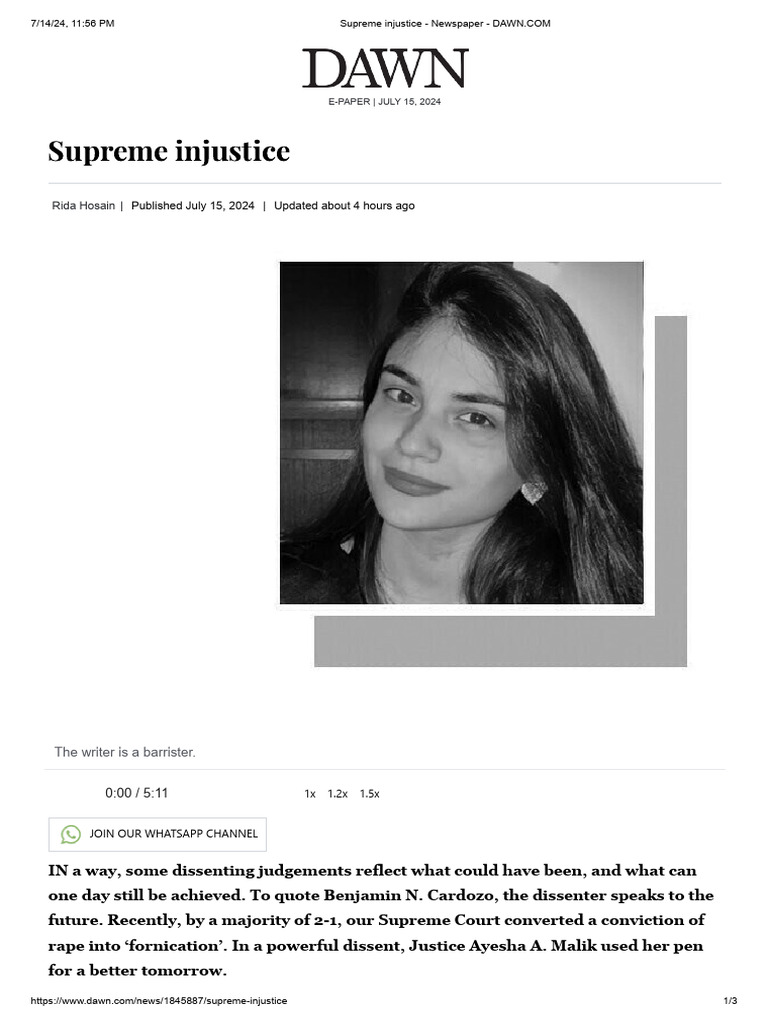 Supreme injustice - Newspaper - DAWN.COM | PDF | Rape | Consent