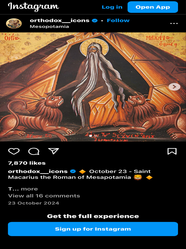 Orthodox Icons October 23 - Saint Macarius The Roman of Mesapotamia ...