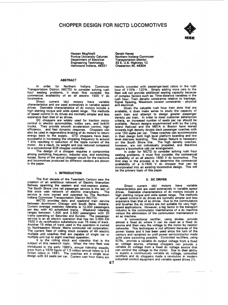 Chopper Design For Nictd Locomotives | PDF | Rectifier | Electronic Filter