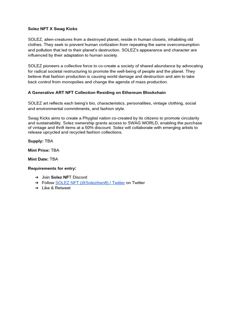 Solez NFT Collab Template (Option) | PDF