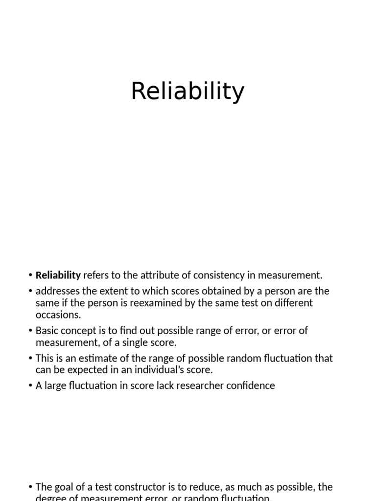 Understanding Reliability in Measurement | PDF | Validity (Statistics) | Behavioural Sciences