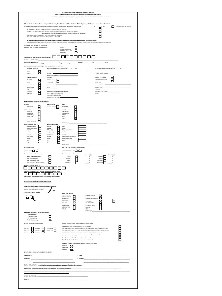 Anexo 2 Ficha D Matricula Epja | PDF | Ecuador