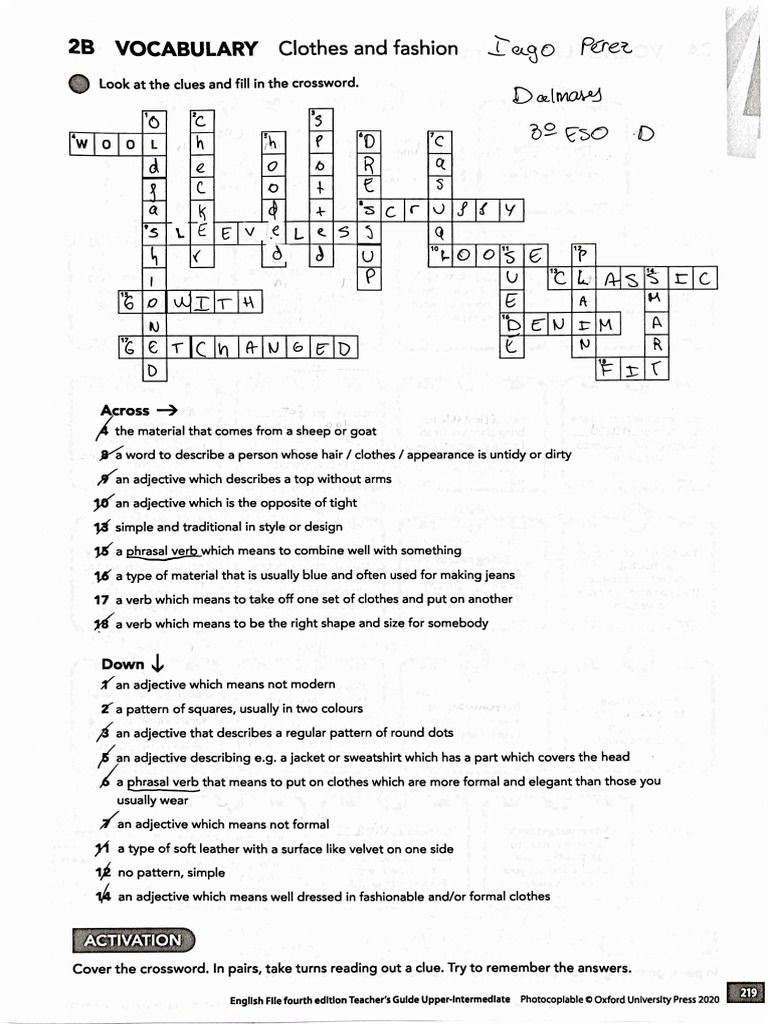 Catch Up Activities. 2o Trimestre | PDF | Crossword | Linguistics