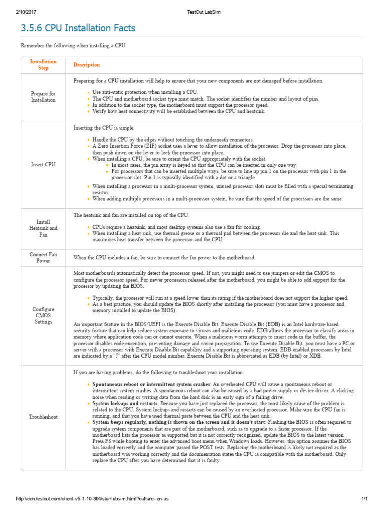 CPU Installation and Troubleshooting Guide | PDF | Bios | Central Processing Unit