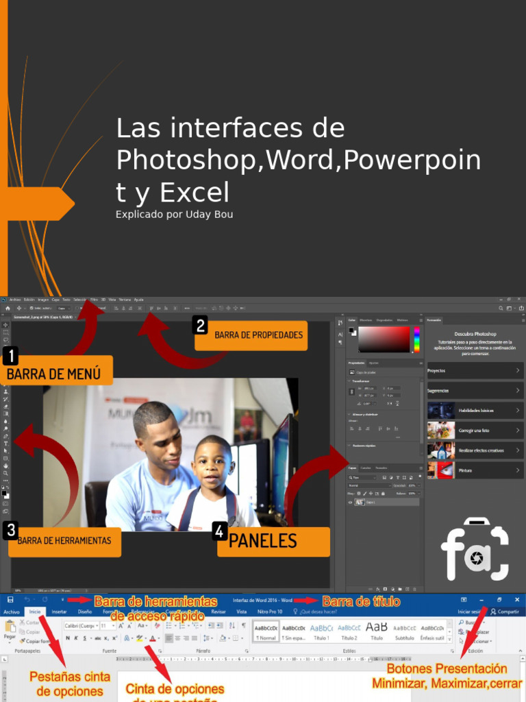 Las Interfaces de Photoshop, Word, Powerpoint | PDF