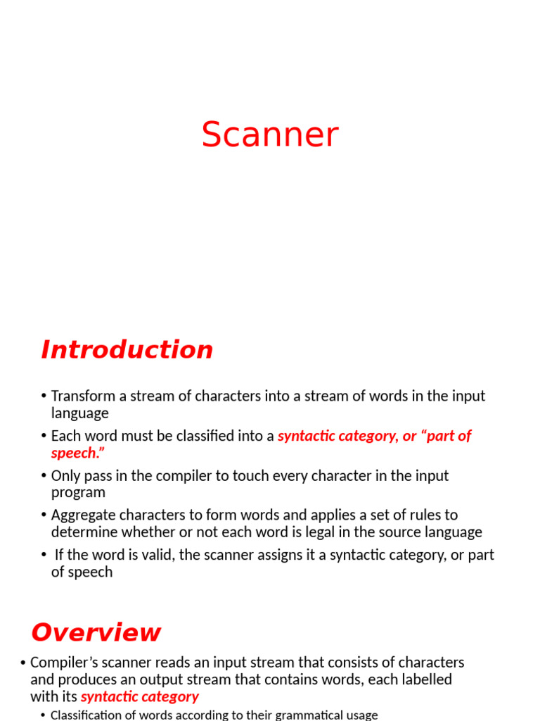 01 Compiler_Scanner intro [Recovered] | PDF | Reserved Word | Word
