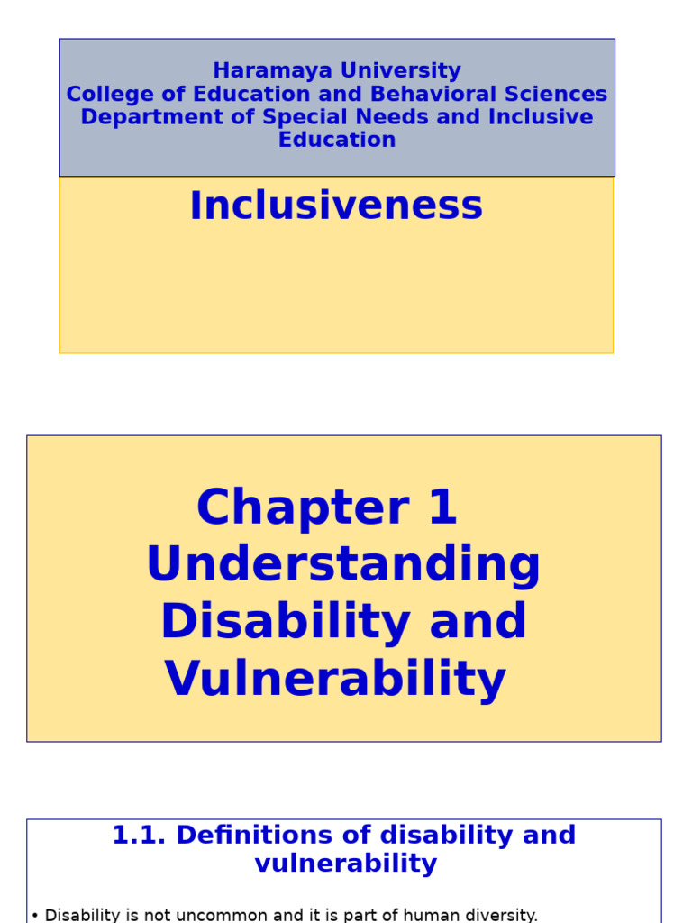 Inclusiveness | PDF | Disability | Diseases And Disorders