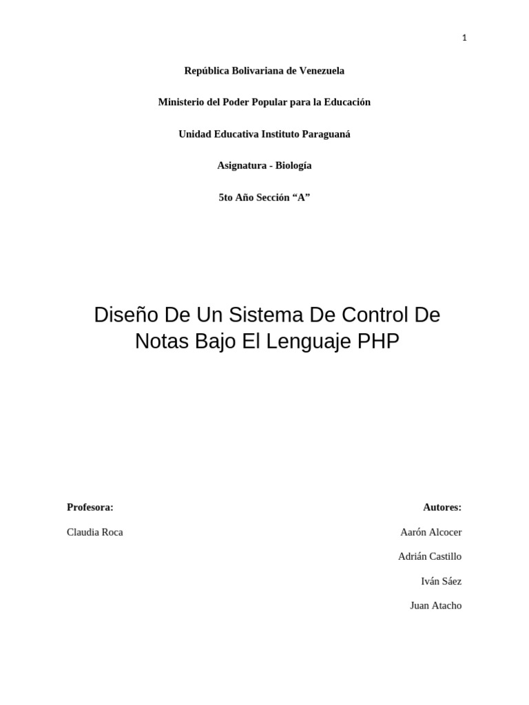 Diseño de Un Sistema de Control de Notas Bajo El Lenguaje PHP | PDF | Información | Enseñando