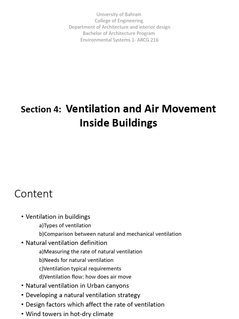 Section 4-Natural Ventilation | PDF | Ventilation (Architecture) | Sustainable Technologies